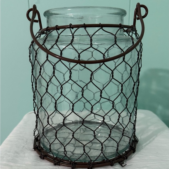 Accents | Rustic Brown Wire Glass Lantern | Poshmark